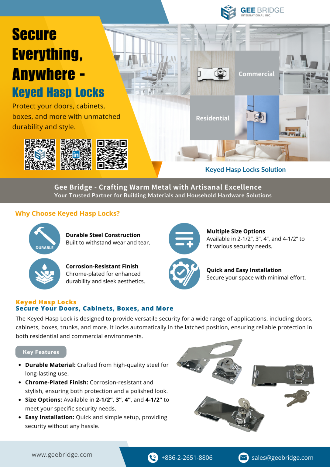 Secure Doors, Cabinets, and More with the Versatile Keyed Hasp Lock! - geebridge